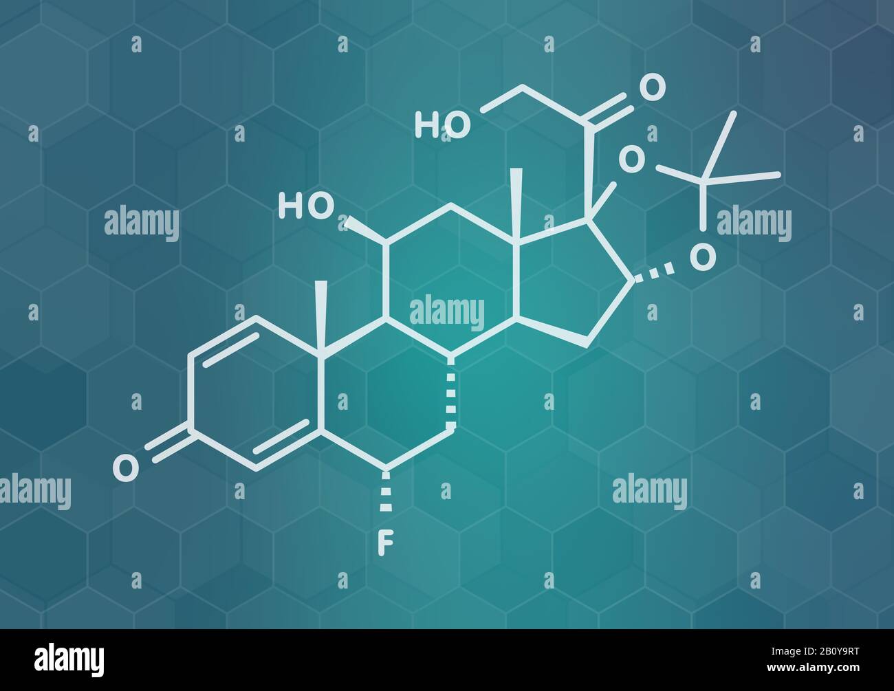 Flunisolide corticosteroid drug molecule, illustration Stock Photo - Alamy