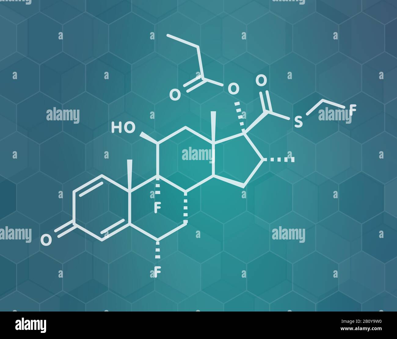 Fluticasone propionate corticosteroid drug molecule Stock Photo - Alamy