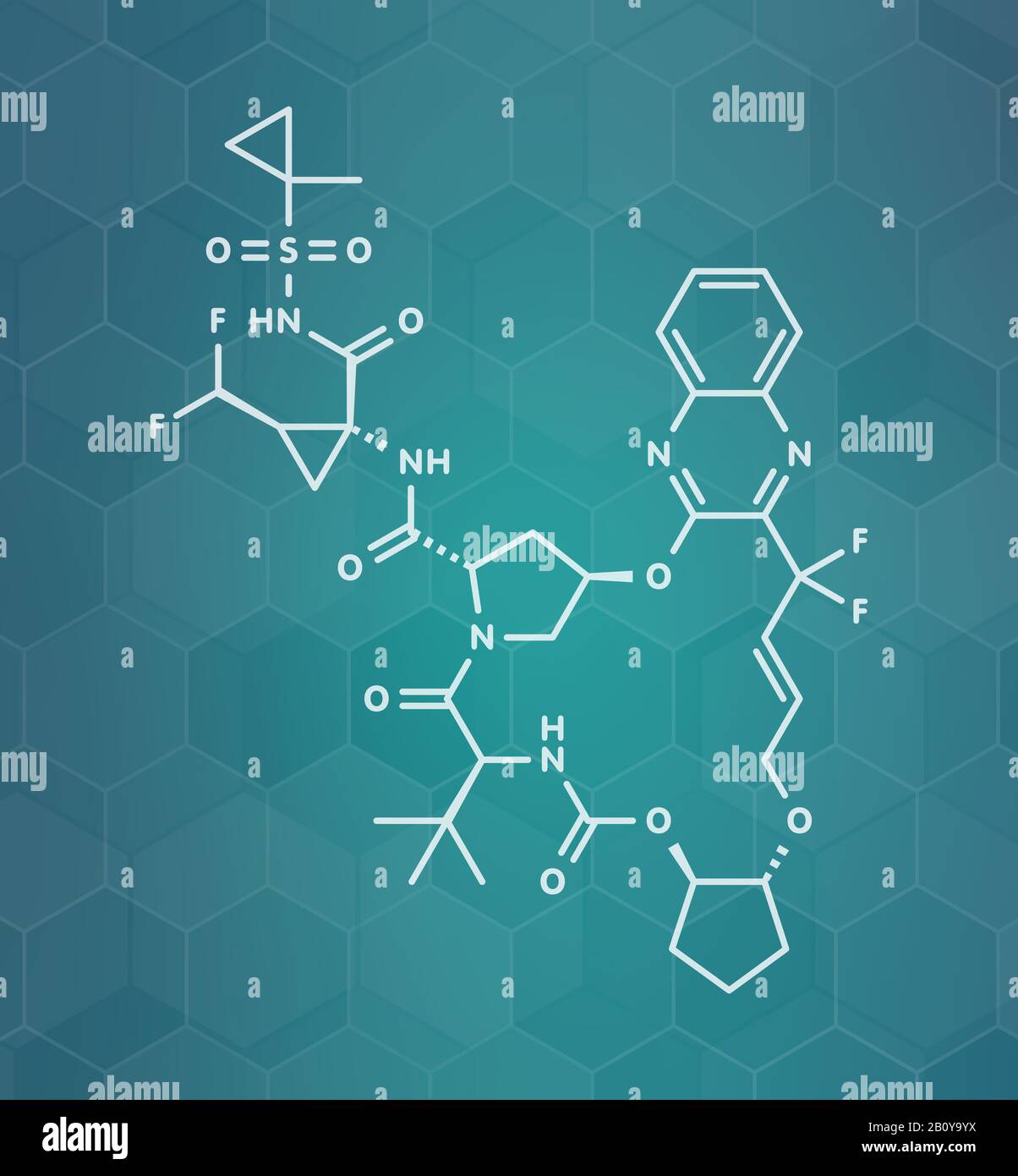 Glecaprevir hepatitis C virus drug molecule, illustration Stock Photo ...