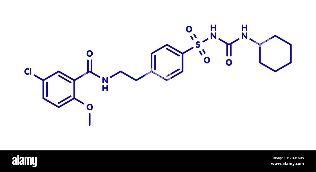 Glibenclamide diabetes drug molecule, illustration Stock Photo - Alamy