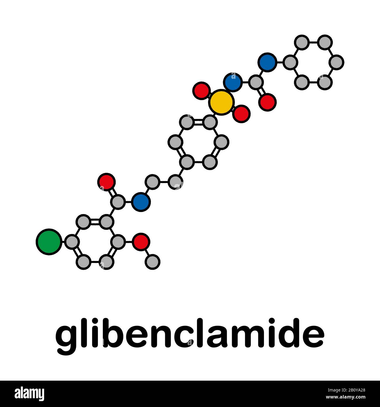 Glibenclamide diabetes drug molecule, illustration Stock Photo - Alamy