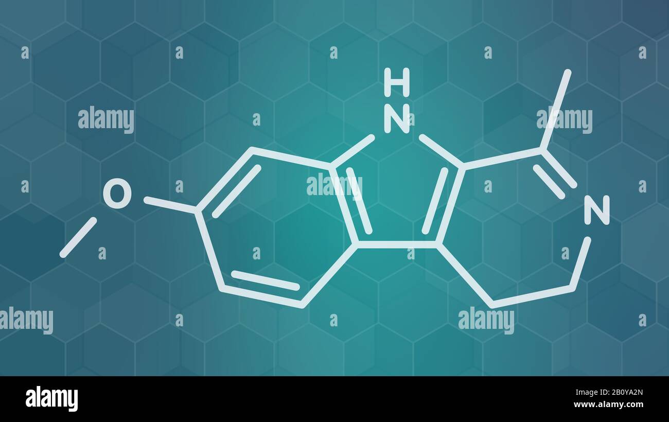 Harmaline indole alkaloid molecule, illustration Stock Photo - Alamy