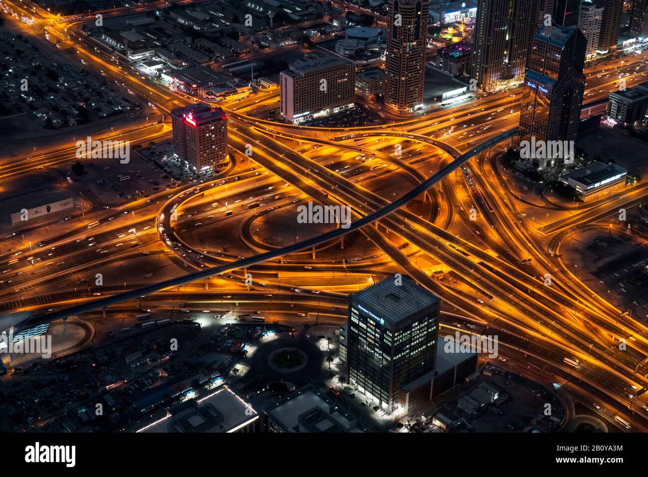 Panoramic view of motorway junction, Dubai Downtown, Dubai, United Arab ...