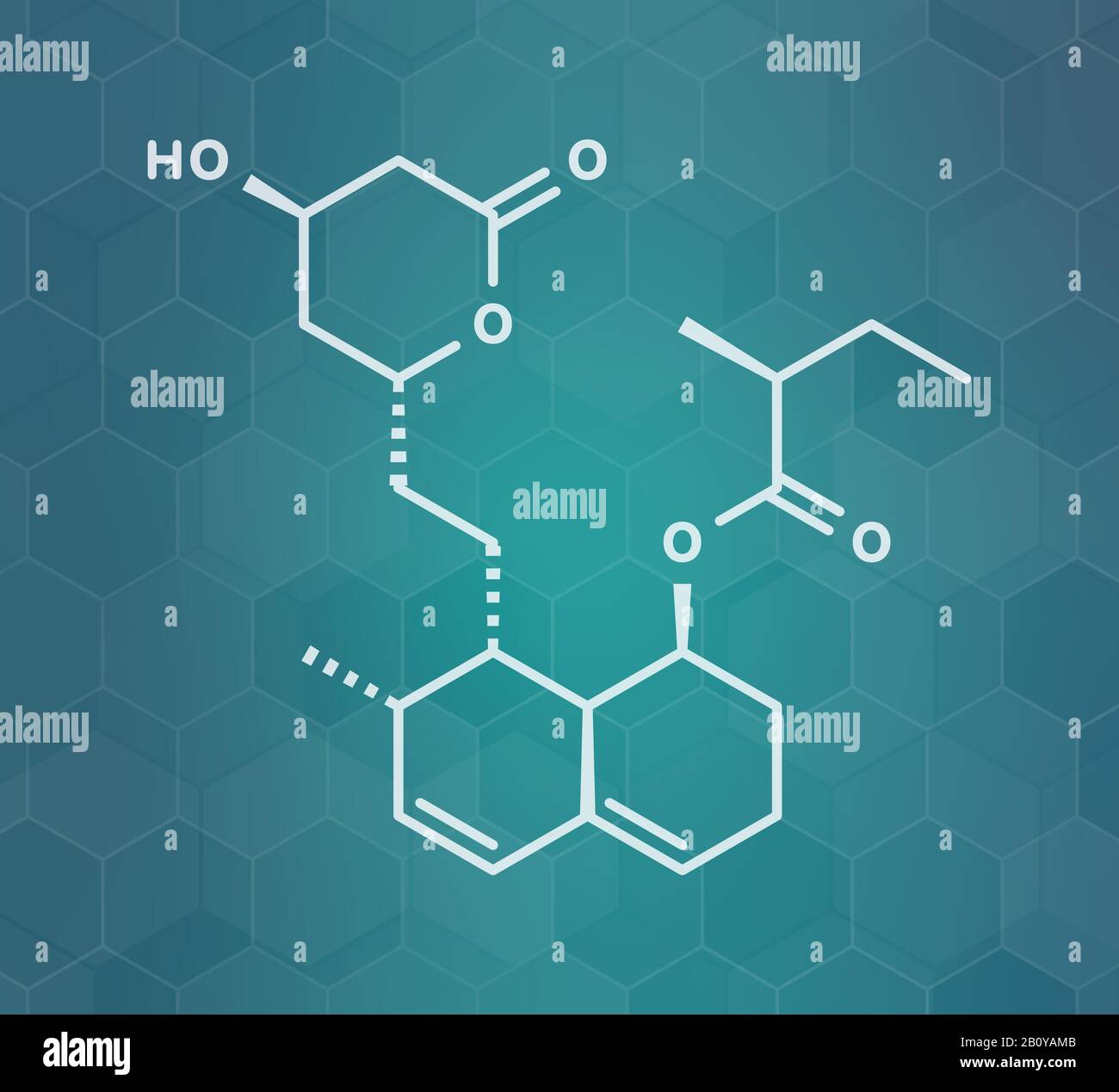 Mevastatin hypercholesterolemia drug molecule, illustration Stock Photo ...