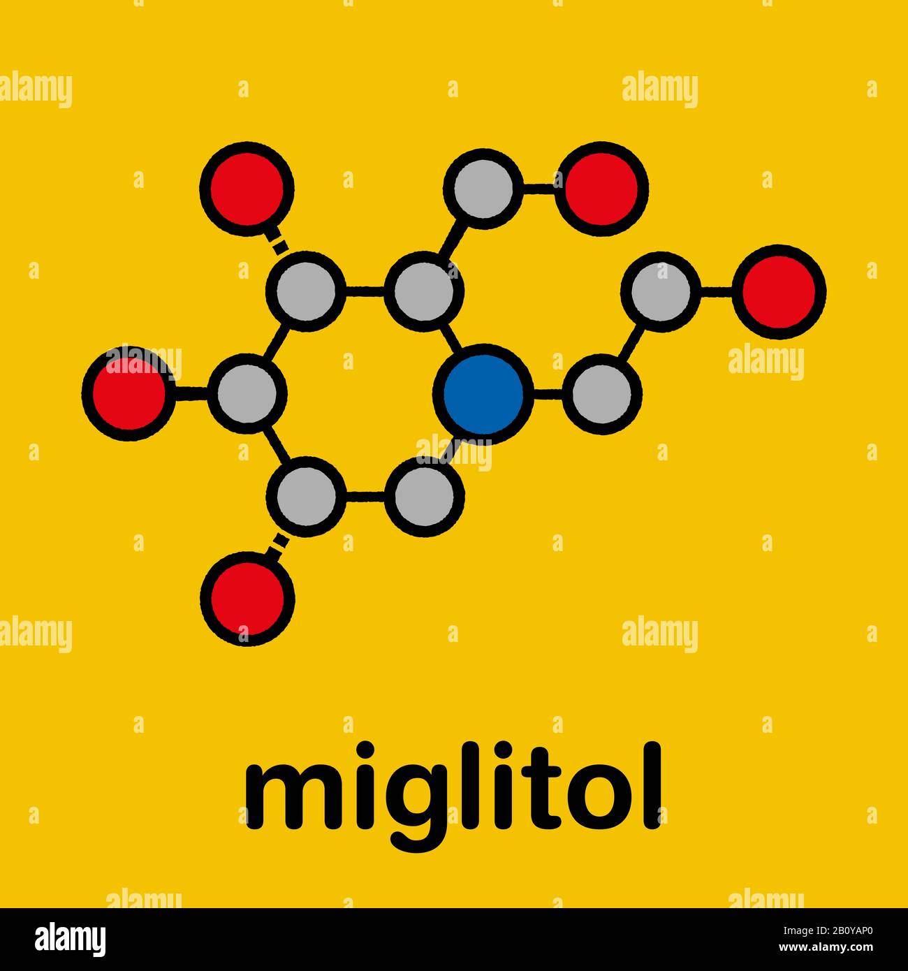 Miglitol diabetes drug molecule, illustration Stock Photo - Alamy