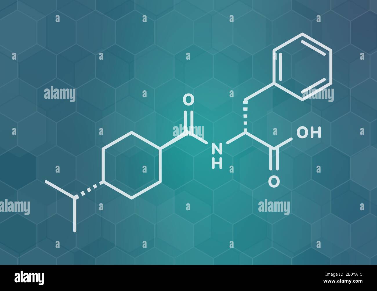 Nateglinide diabetes drug molecule, illustration Stock Photo - Alamy