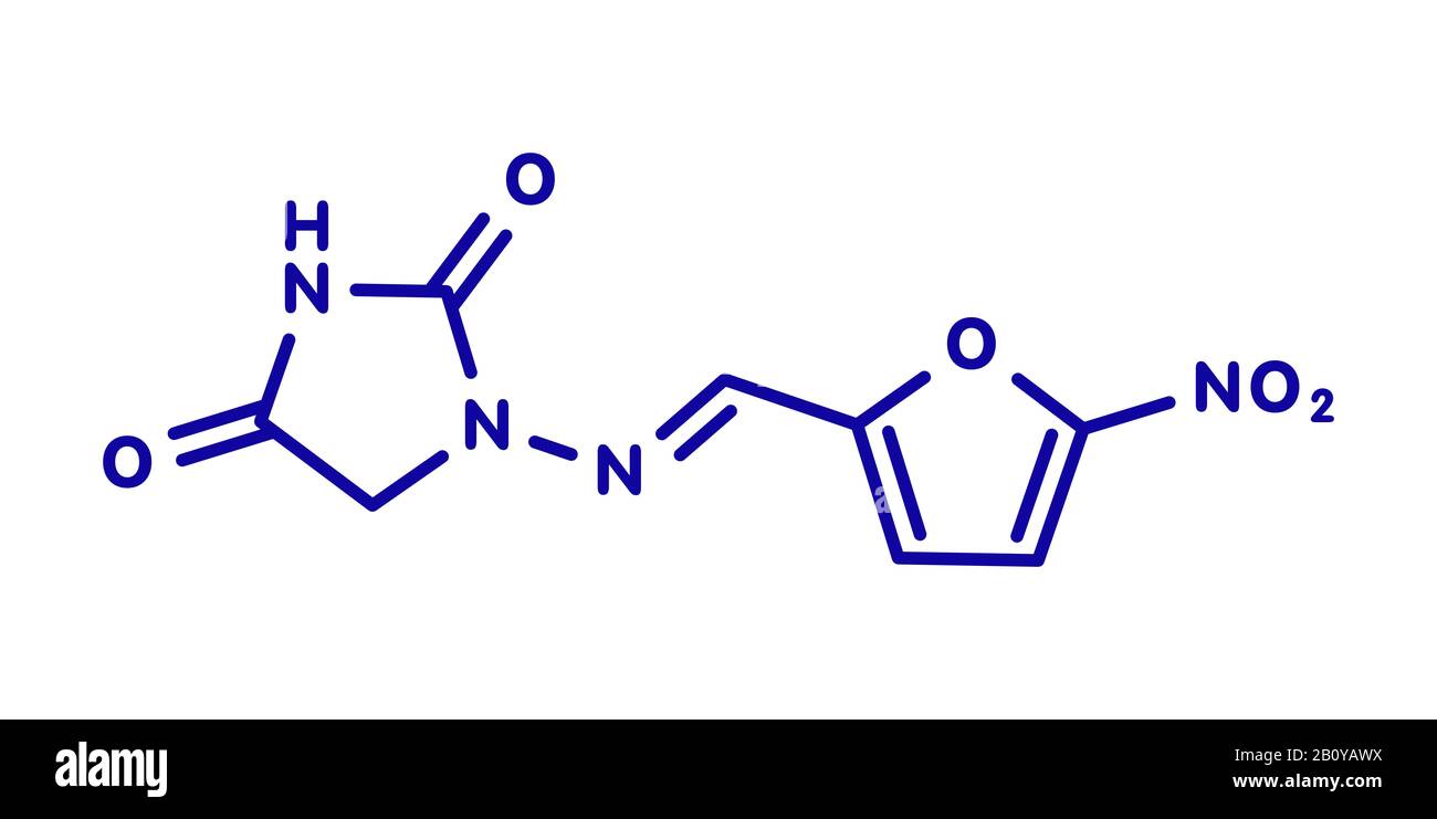 Nitrofurantoin antibiotic drug molecule, illustration Stock Photo - Alamy