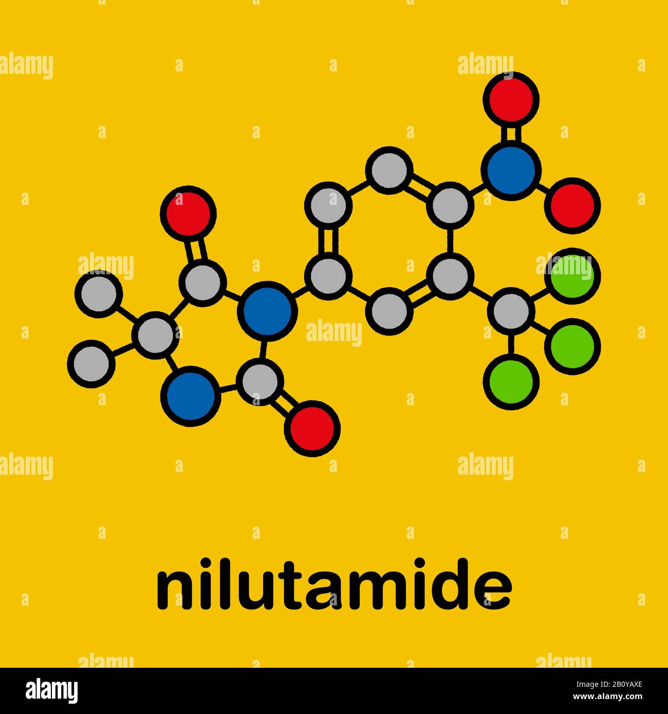Nilutamide prostate cancer drug molecule, illustration Stock Photo - Alamy