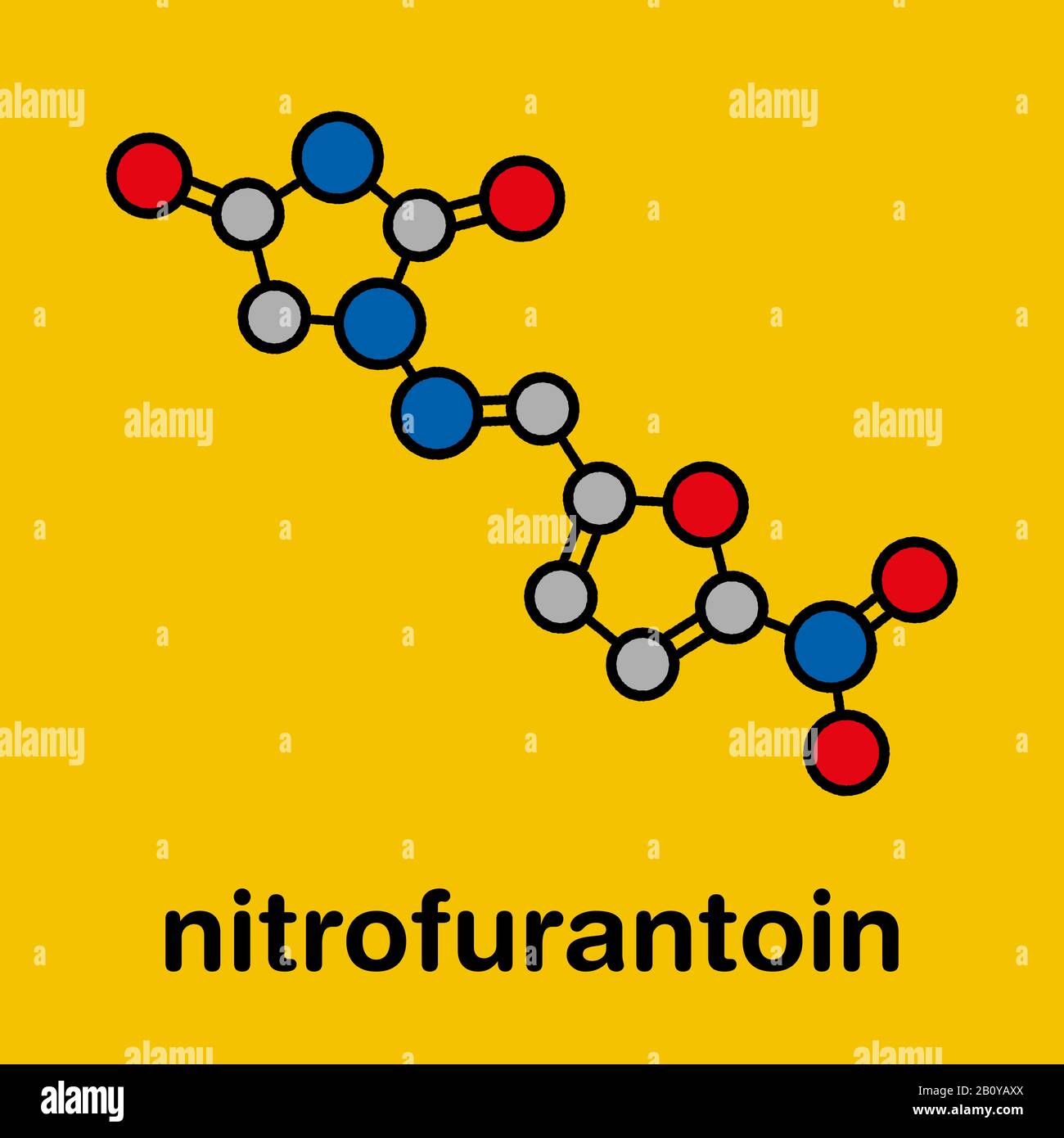 Nitrofurantoin antibiotic drug molecule, illustration Stock Photo - Alamy
