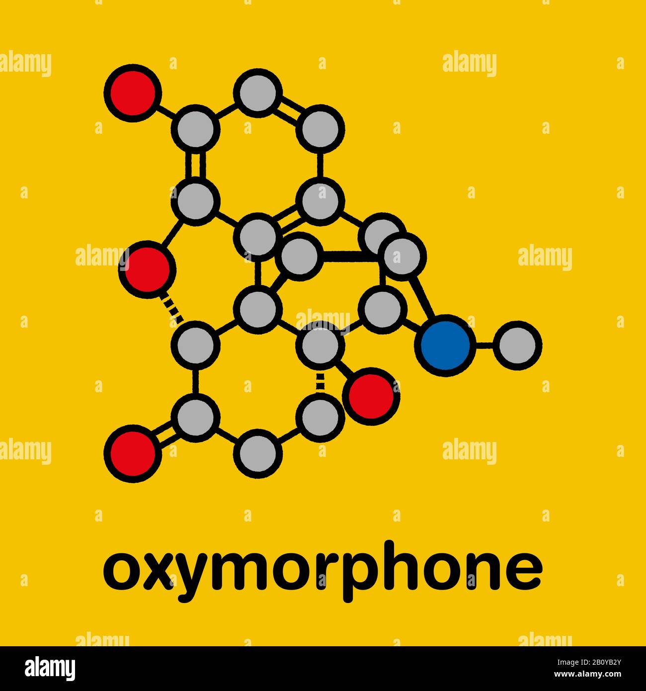 Oxymorphone opioid analgesic drug molecule, illustration Stock Photo ...