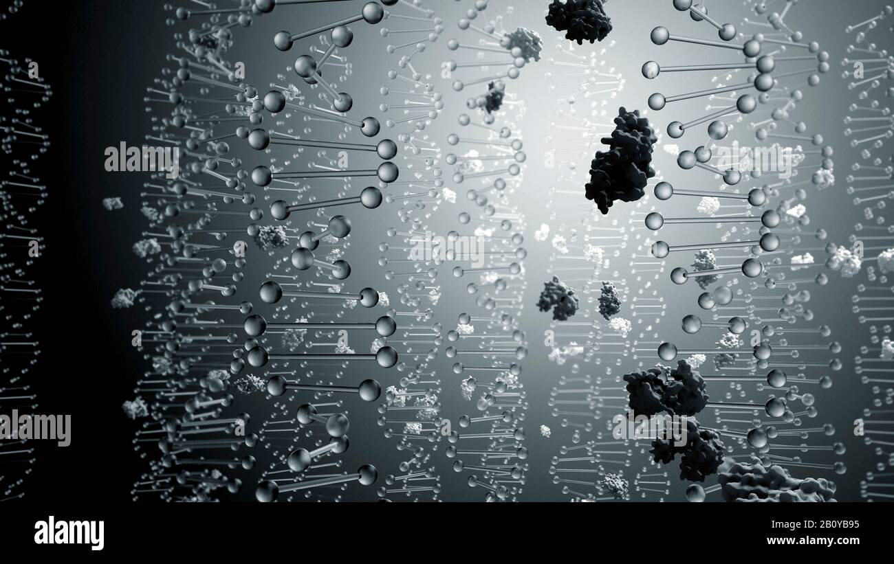 DNA and proteins, illustration Stock Photo - Alamy