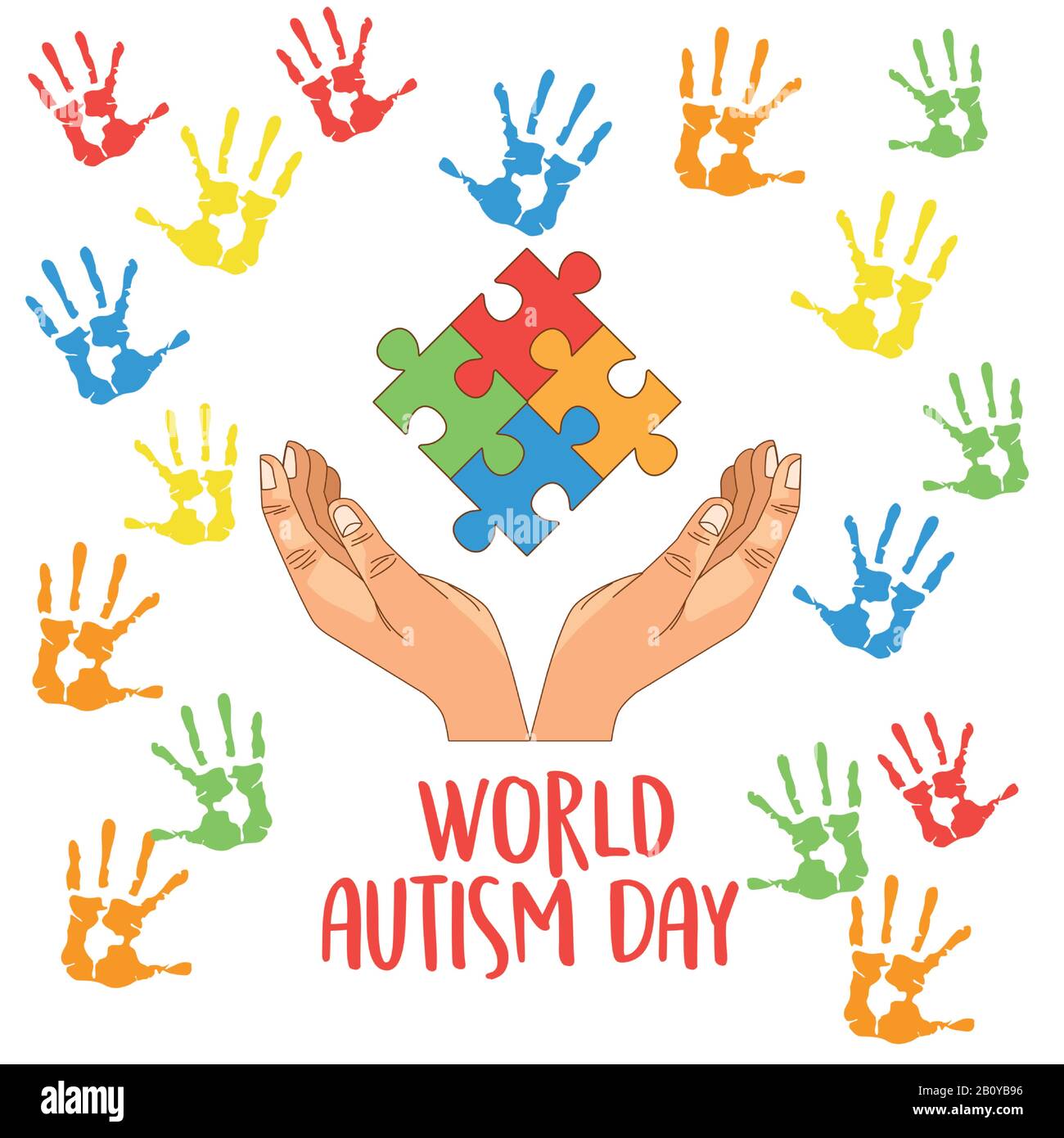 world autism day with hands playing puzzle Stock Vector Image & Art - Alamy
