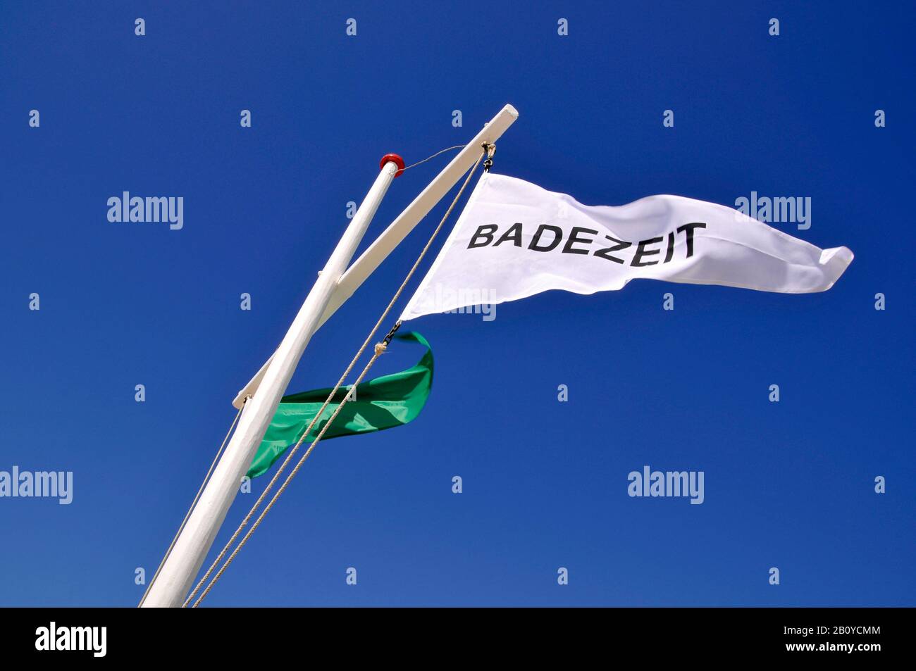 Flag, bath time, beach in Westerland, Sylt, North Frisian Islands ...