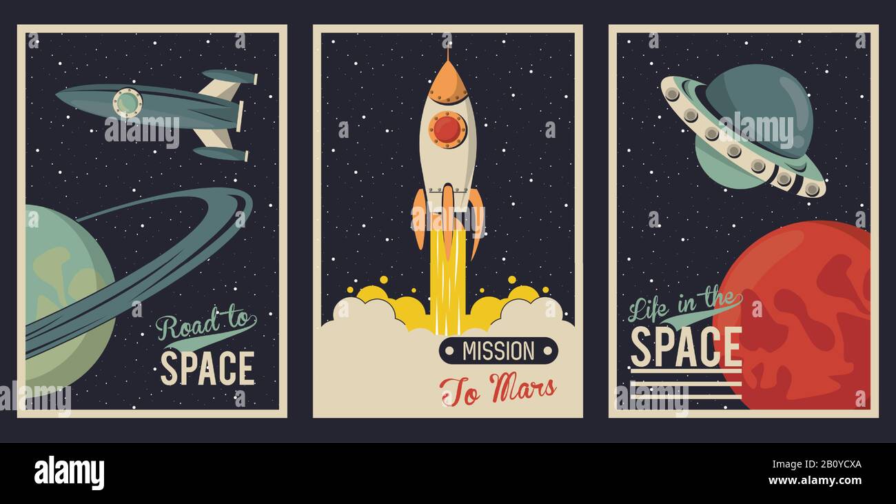 life in the space poster with set scenes Stock Vector Image & Art - Alamy