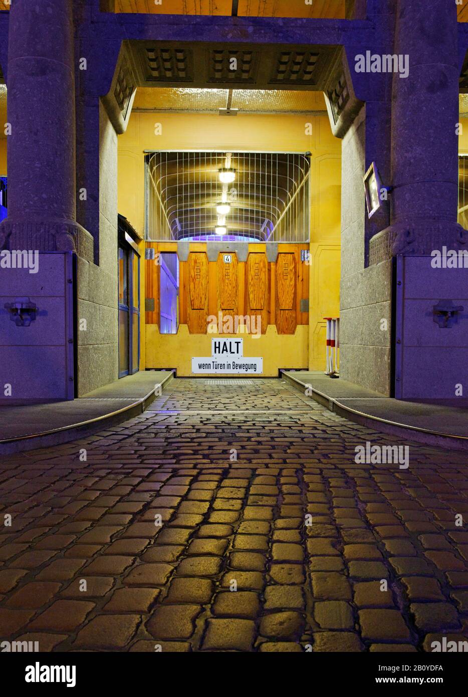 Blue illuminated harbour by light artist Michael Batz, Blue Port art ...