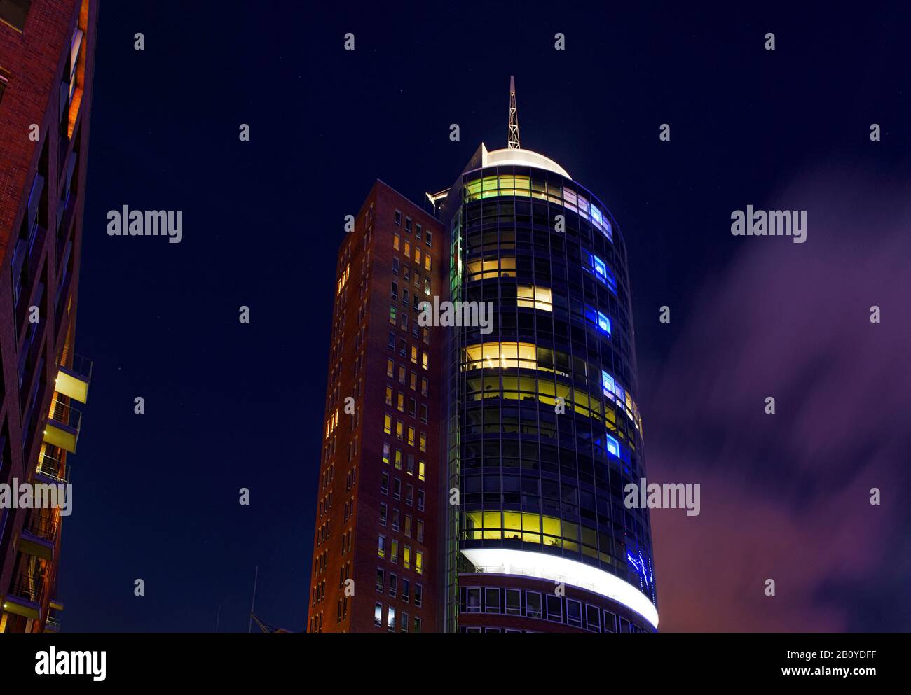 Blue illuminated harbour by light artist Michael Batz, Blue Port art ...