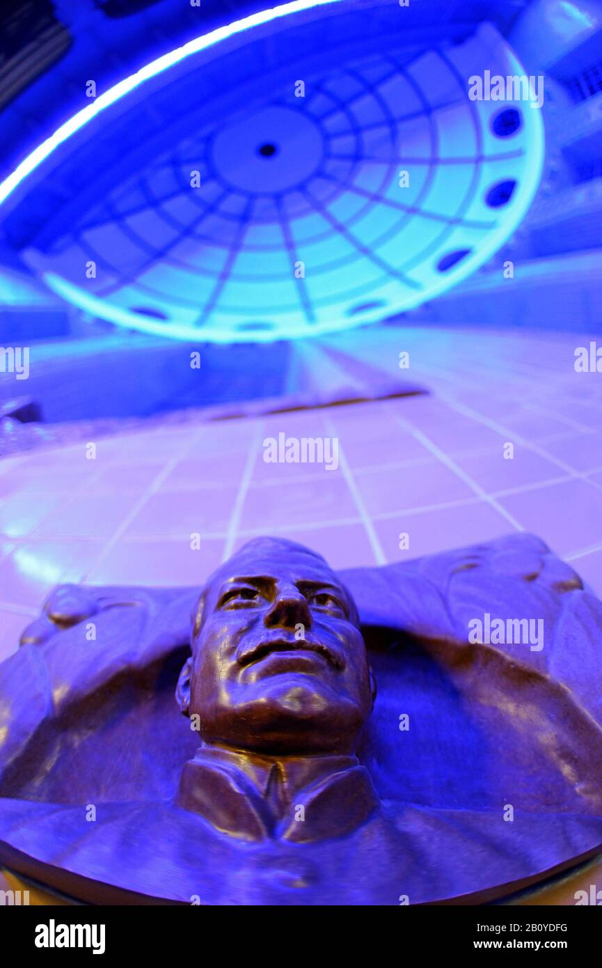 Blue illuminated alter elbtunnel by light artist michael batz hi-res ...