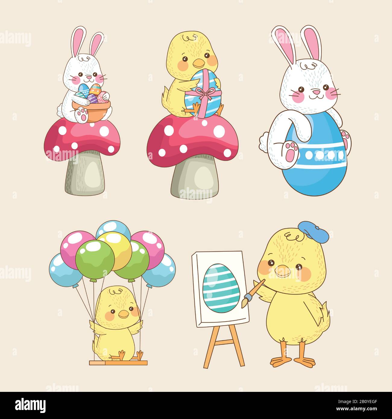 Chicks and rabbits Stock Vector Images - Alamy