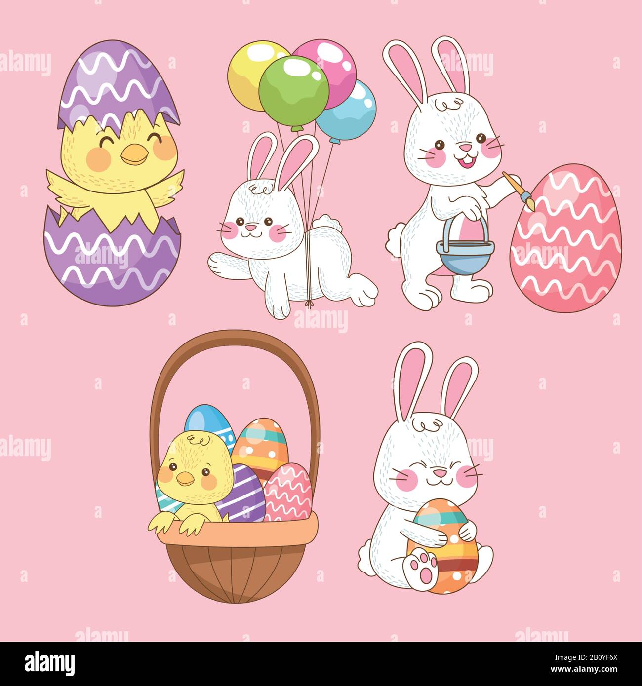 Chicks and rabbits Stock Vector Images - Alamy