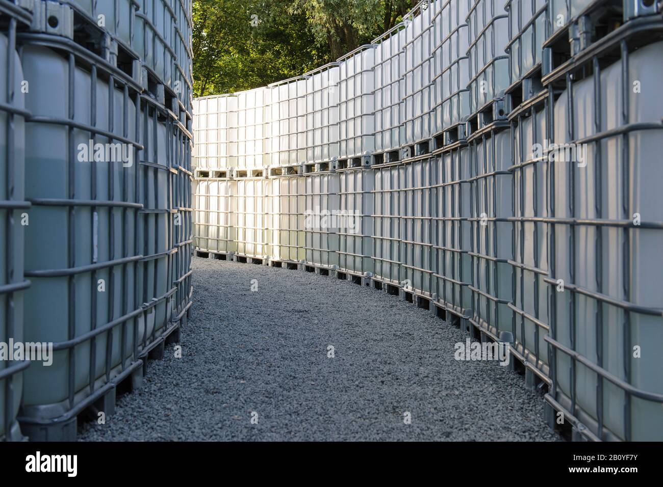 Huge, stacked water containers, resources, Hamburg, Germany Stock Photo ...