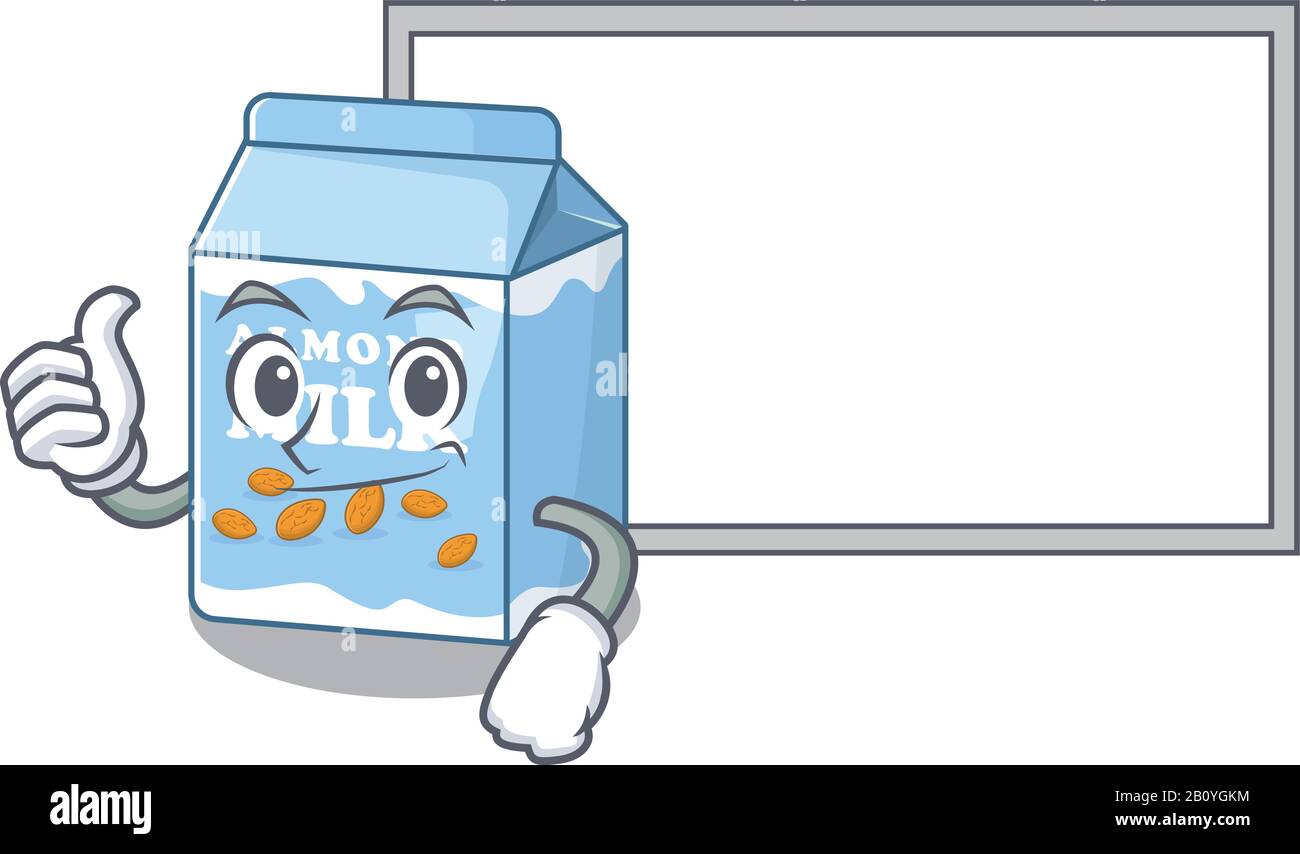 Thumbs up of almond milk cartoon design having a board Stock Vector ...