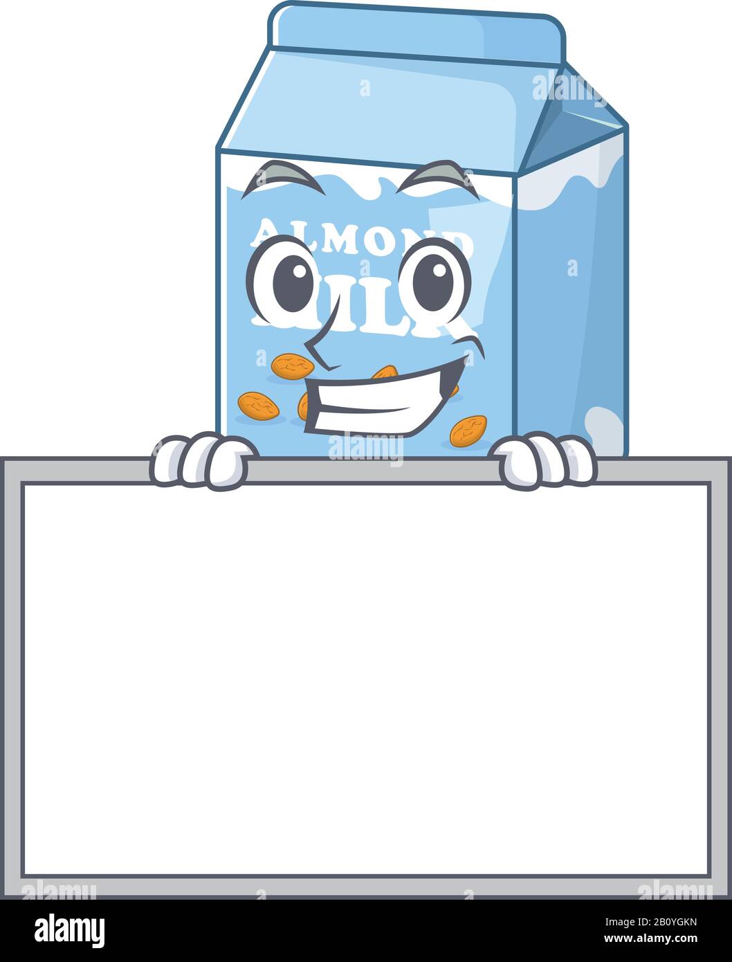 Almond milk cartoon design concept grinning with board Stock Vector ...