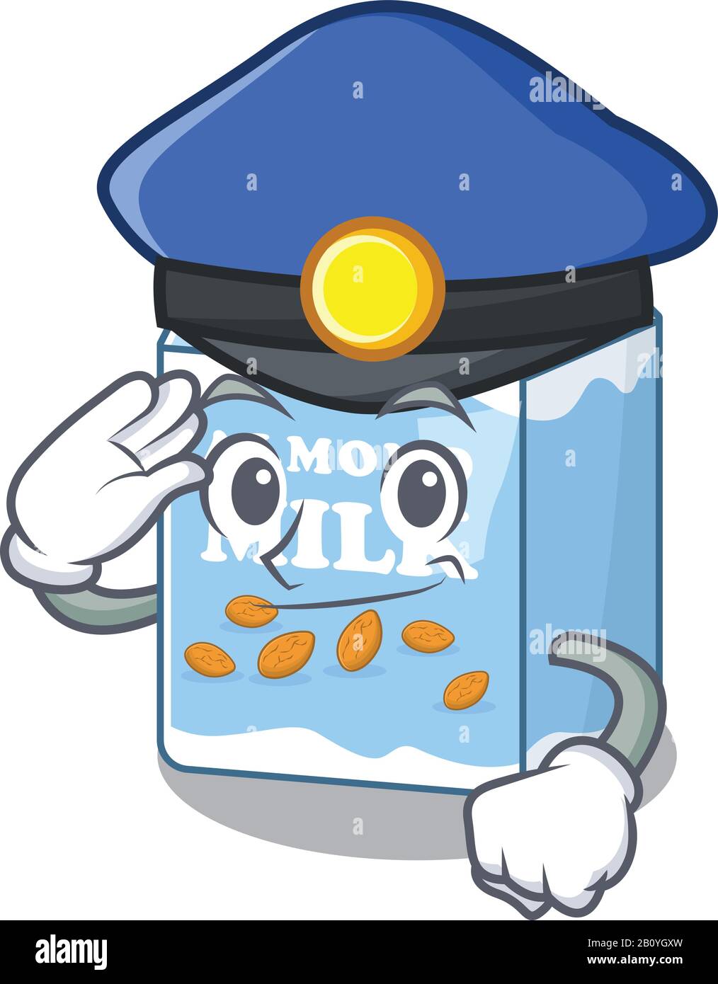 A manly almond milk Cartoon concept working as a Police officer Stock ...