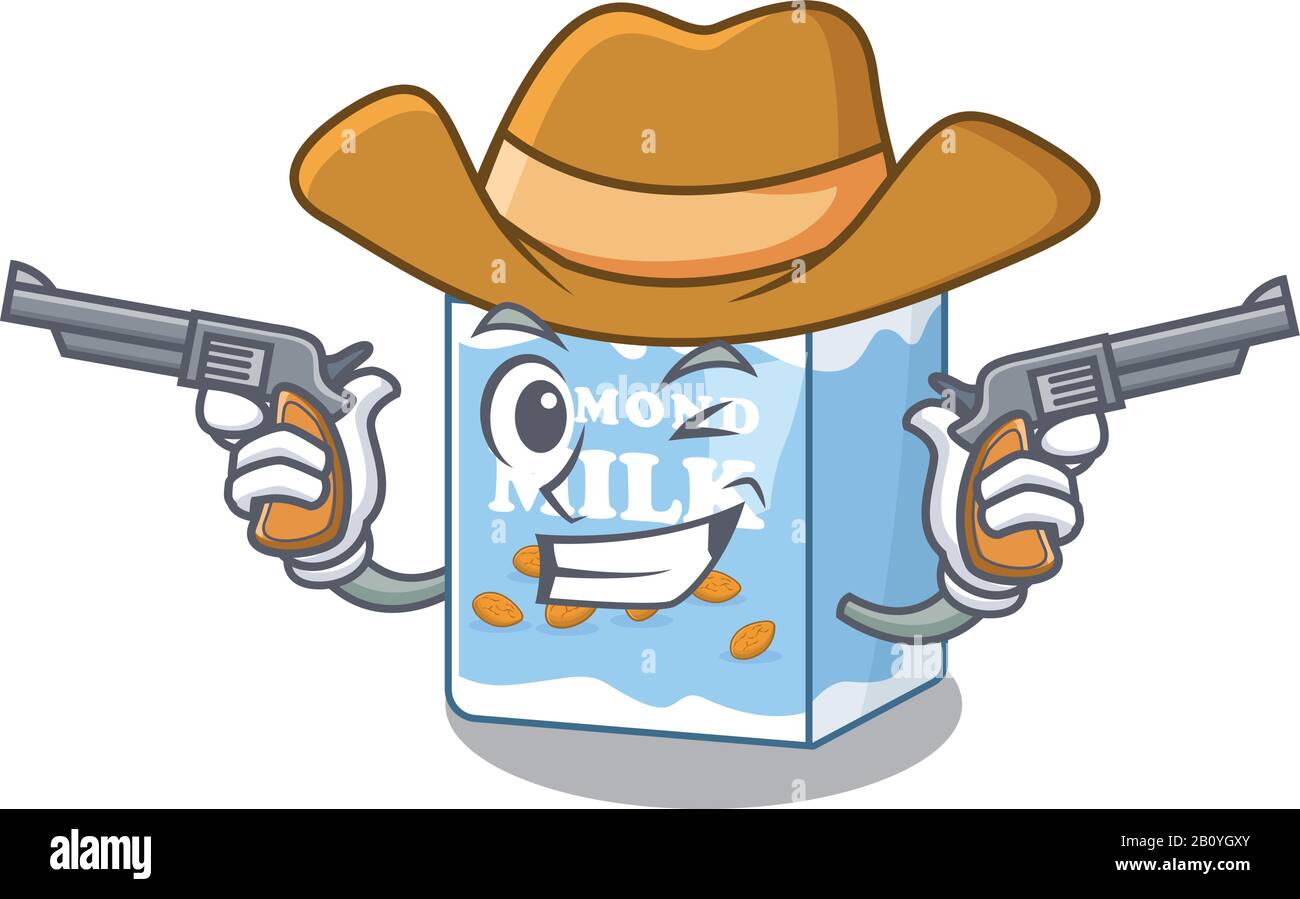 Almond milk Cowboy cartoon concept having guns Stock Vector Image & Art ...
