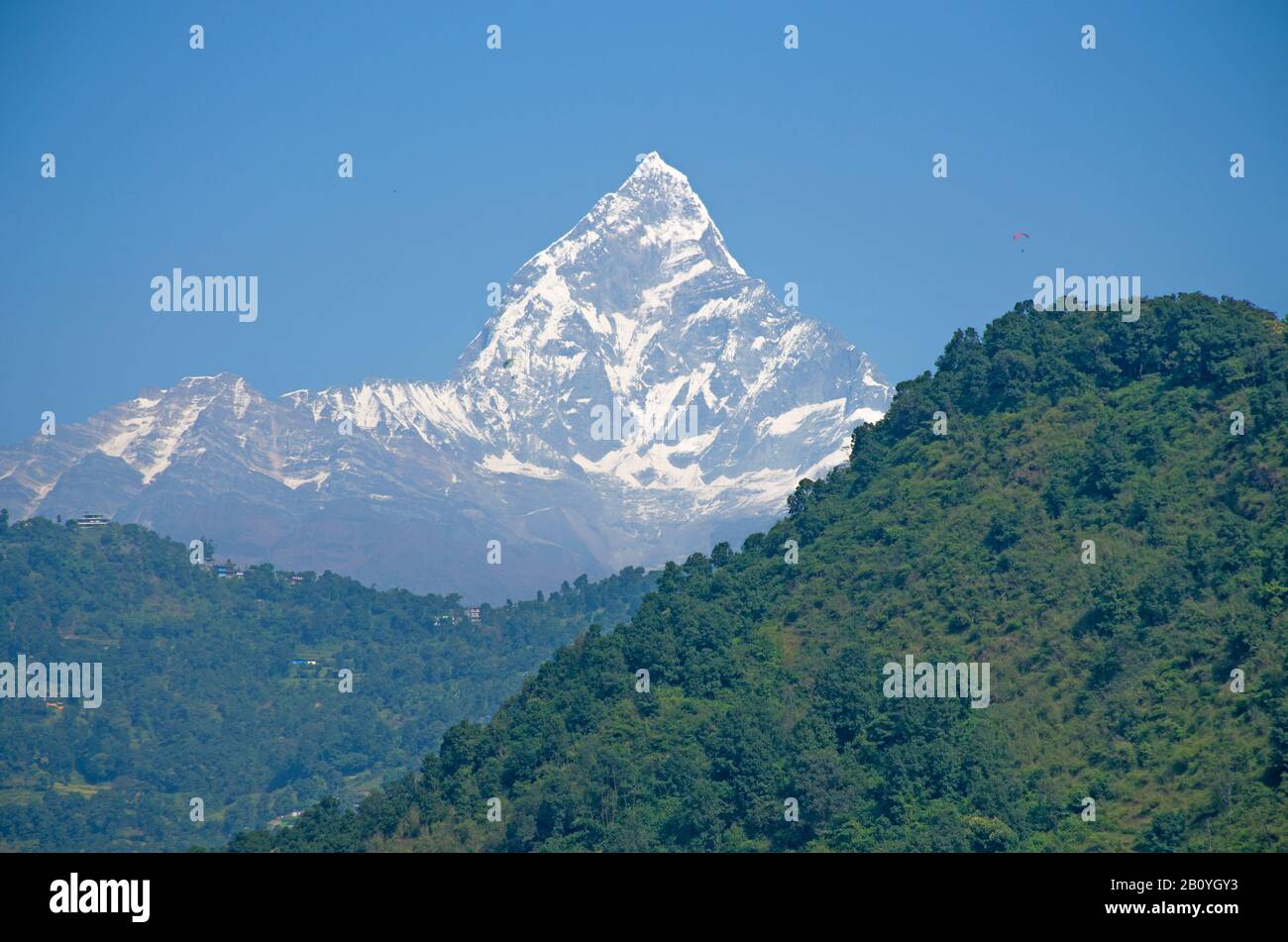 Landscape city of Pokhara in Nepal in Himalayas Mountains Stock Photo ...