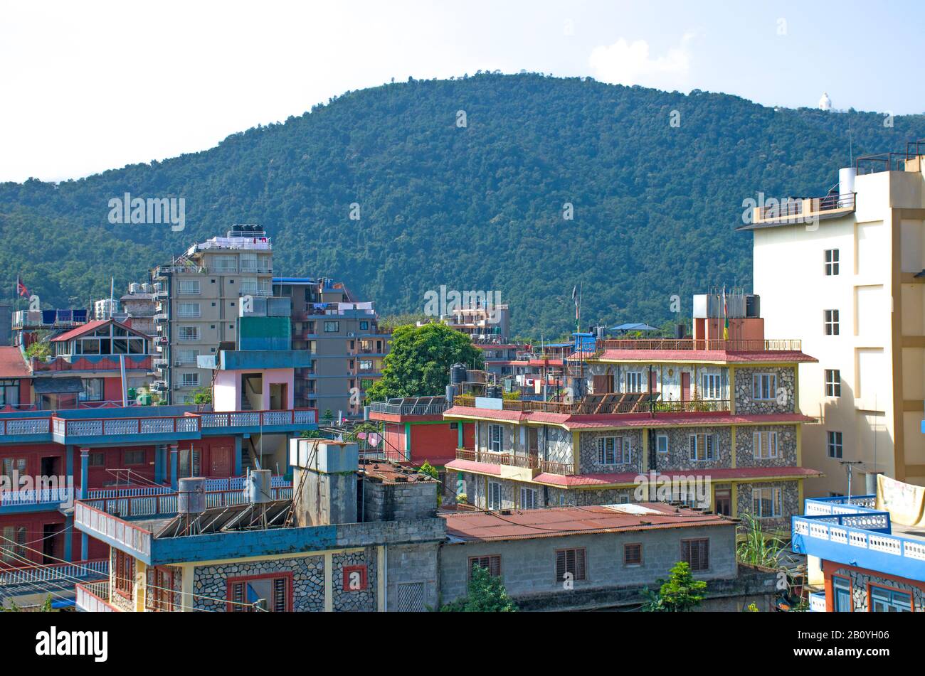 Landscape city of Pokhara in Nepal in Himalayas Mountains Stock Photo ...