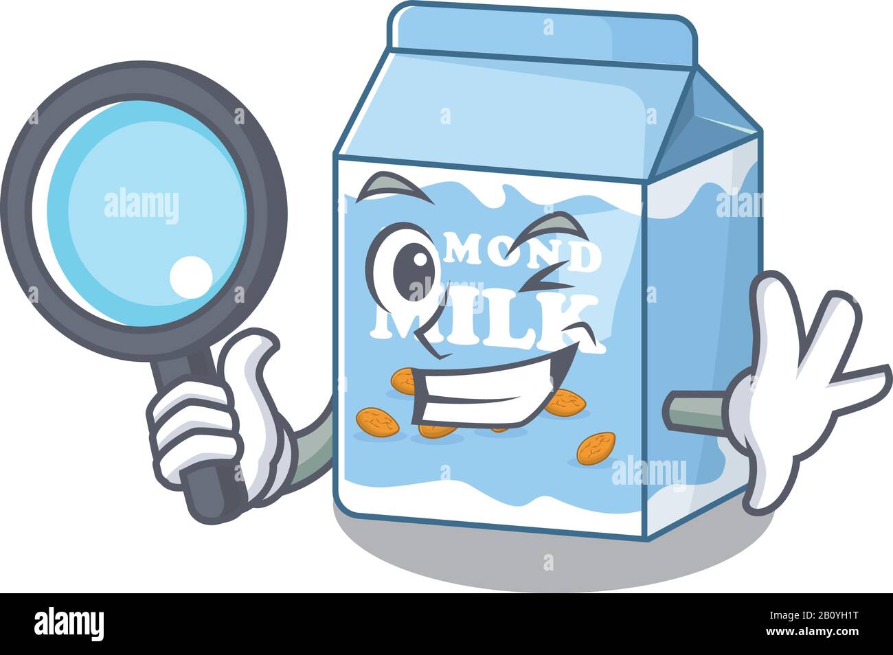 Elegant and Smart almond milk Detective cartoon design concept Stock ...