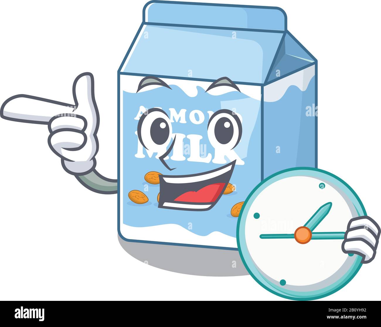 cartoon character concept almond milk having clock Stock Vector Image ...