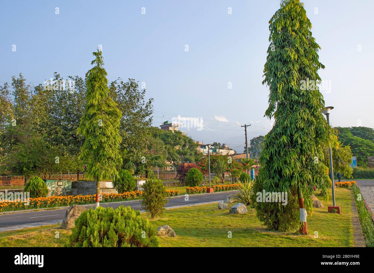 Landscape city of Pokhara in Nepal in Himalayas Mountains Stock Photo ...