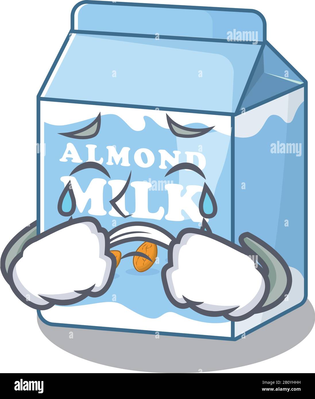 Almond milk cartoon character concept with a sad face Stock Vector ...