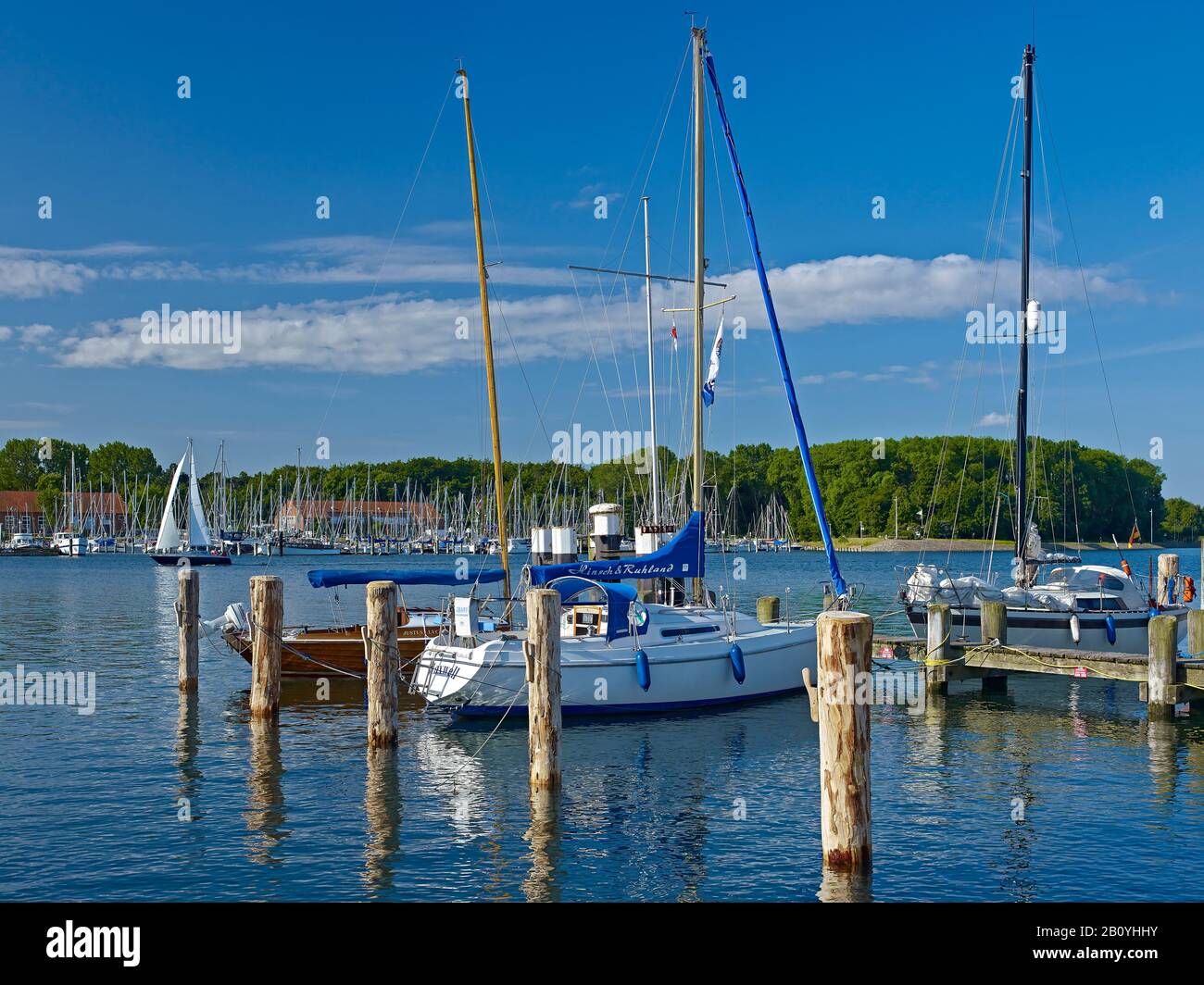 Sailing boats in the port of Travemünde, Schleswig-Holstein, Germany ...