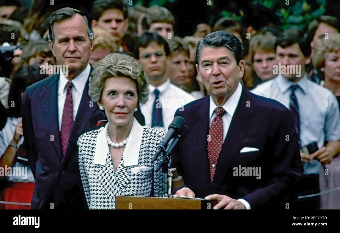 Washington, DC. USA, June 3, 1987 U.S. President Ronald Reagan and ...