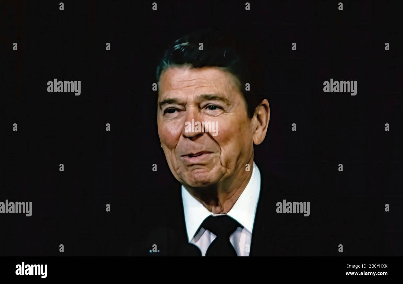 Washington, DC. USA, 1986 Portrait of President Ronald Reagan Stock ...