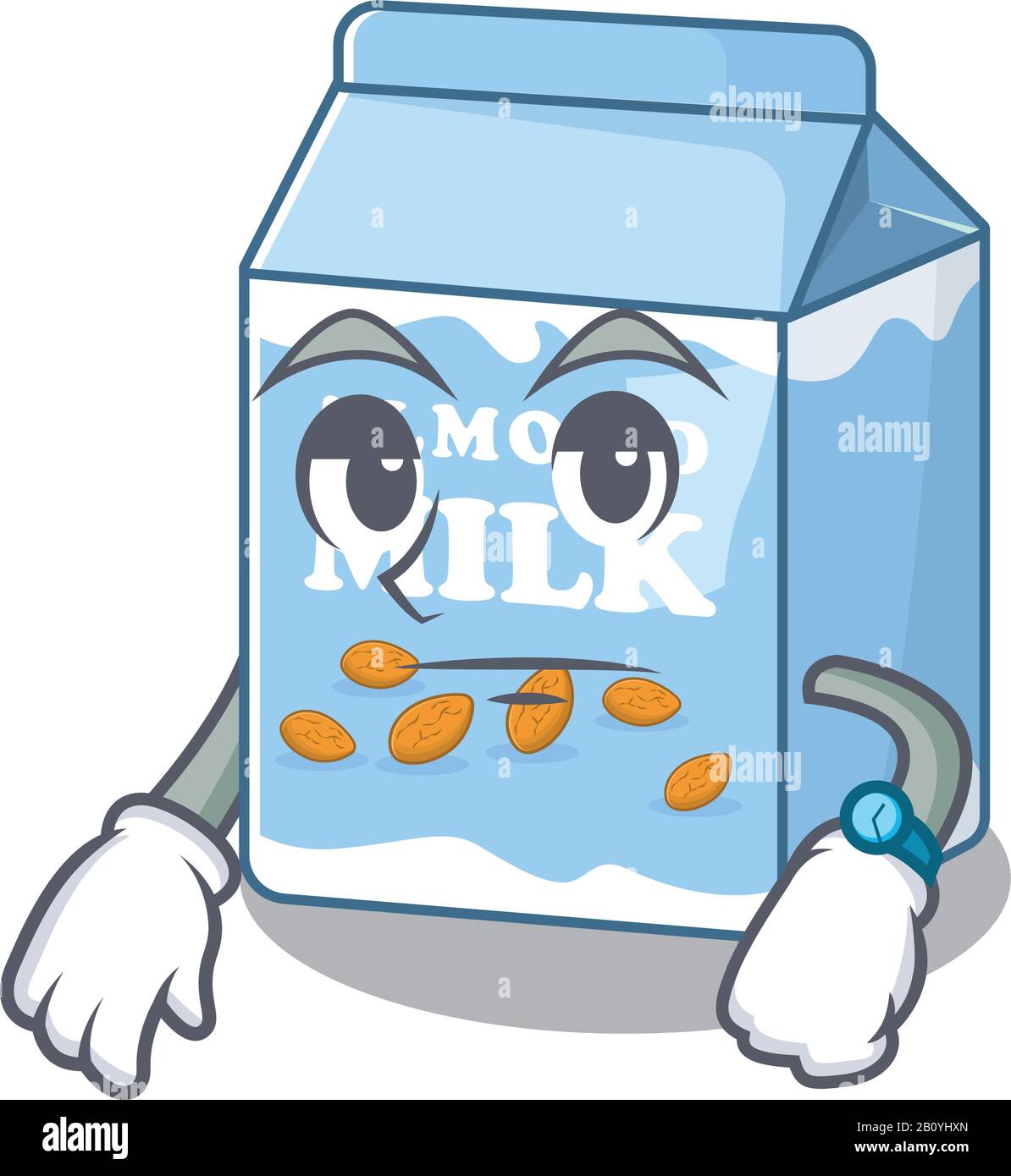 cartoon character design of almond milk on a waiting gesture Stock ...