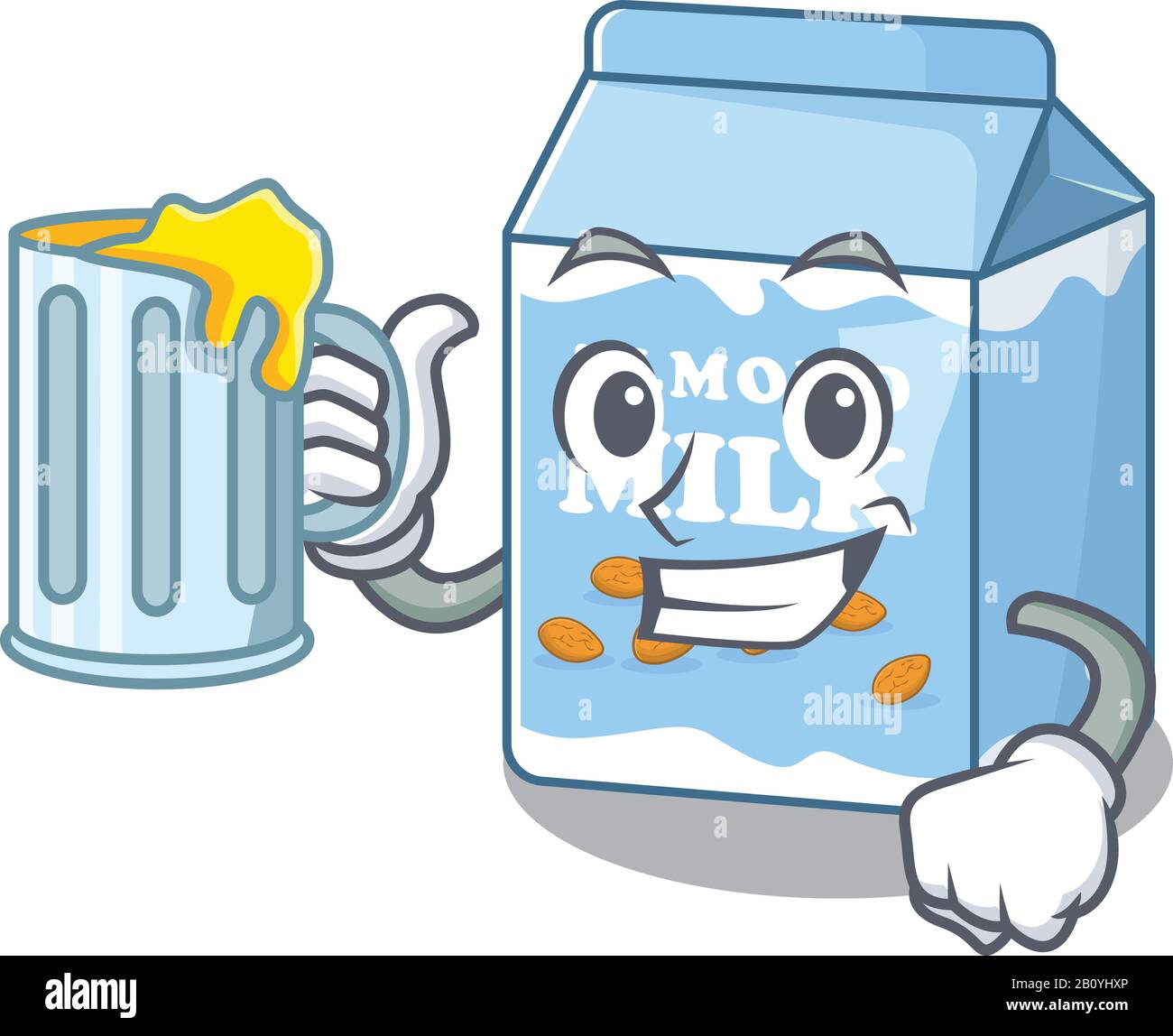 Smiley almond milk mascot design with a big glass Stock Vector Image ...