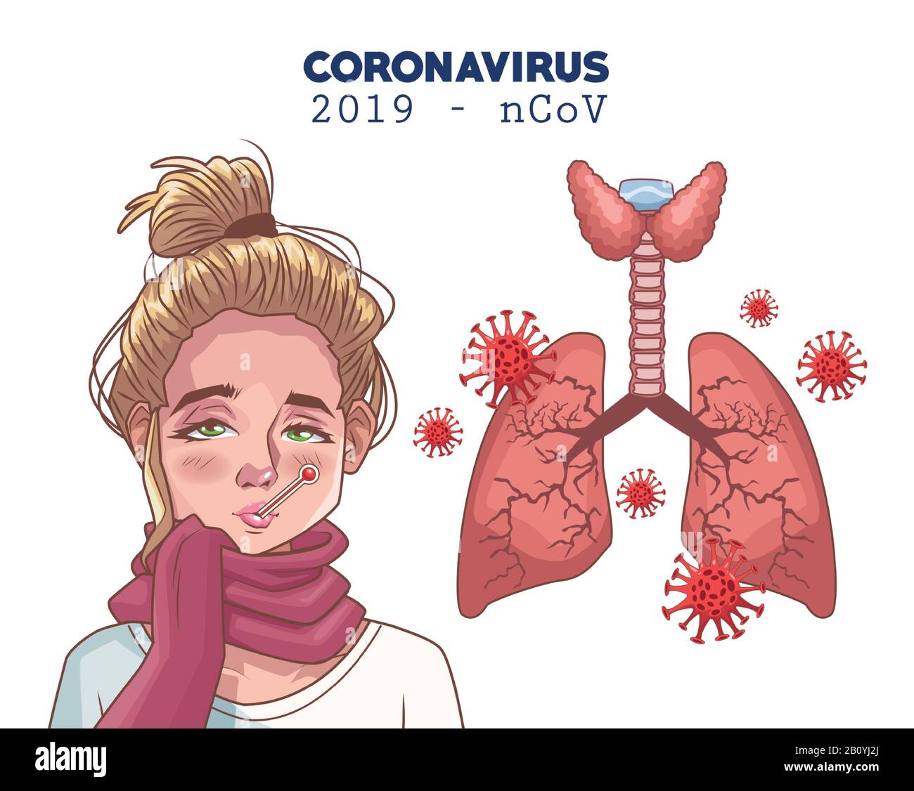 coronavirus infographic with sick woman and lungs Stock Vector Image ...