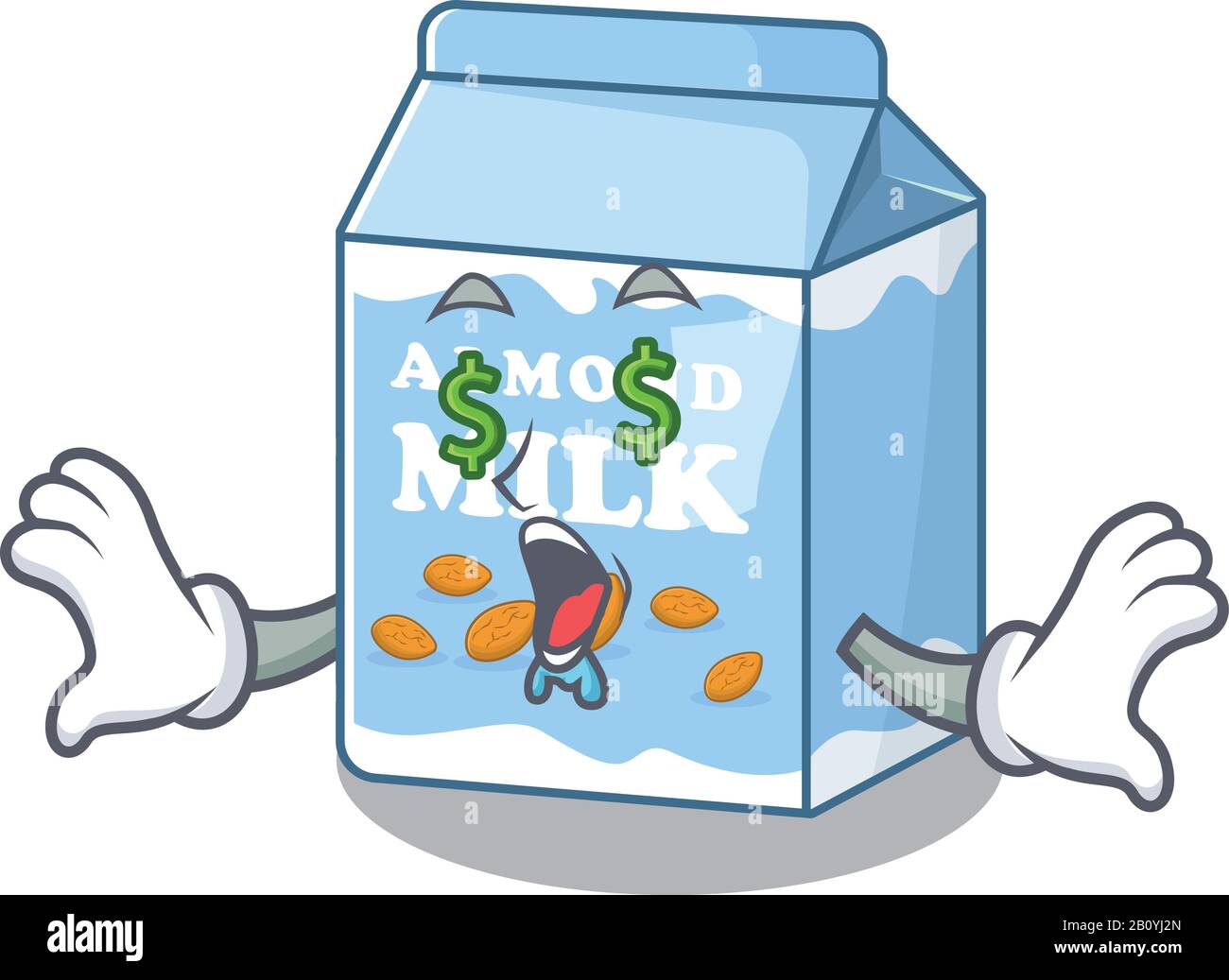 Happy rich almond milk cartoon character with Money eye Stock Vector ...