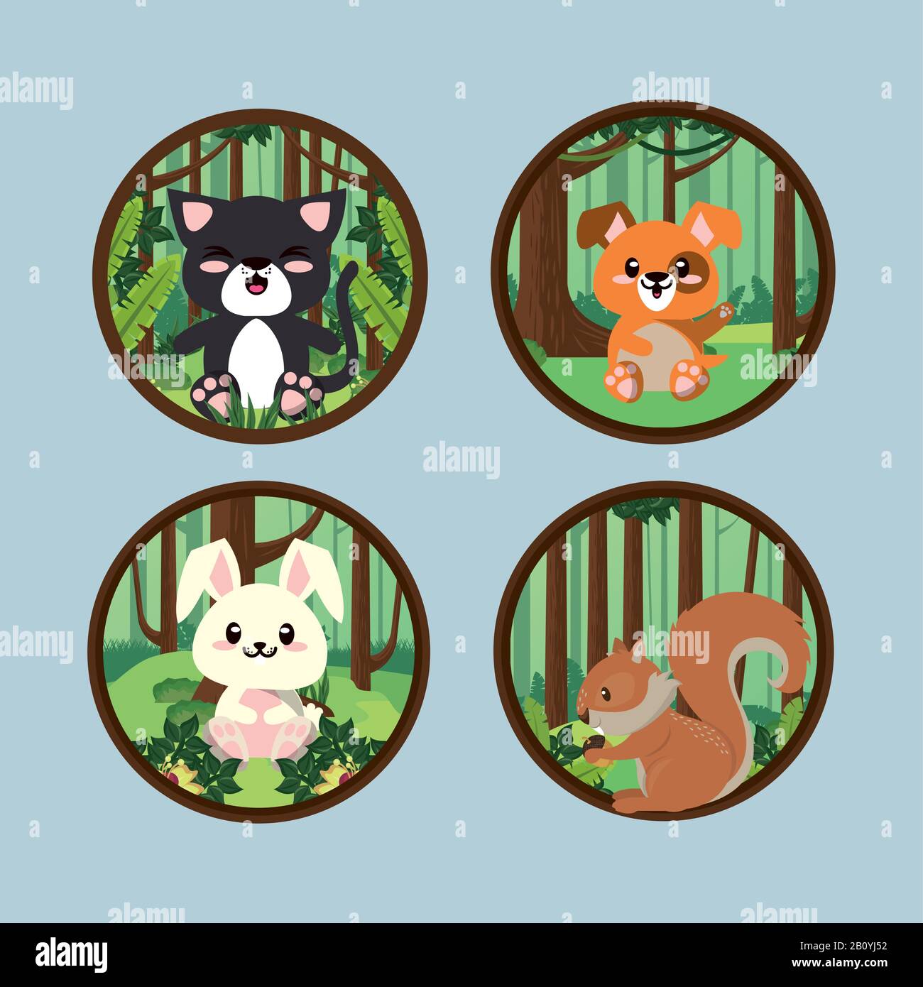 cute animals group in landscape scene Stock Vector Image & Art - Alamy