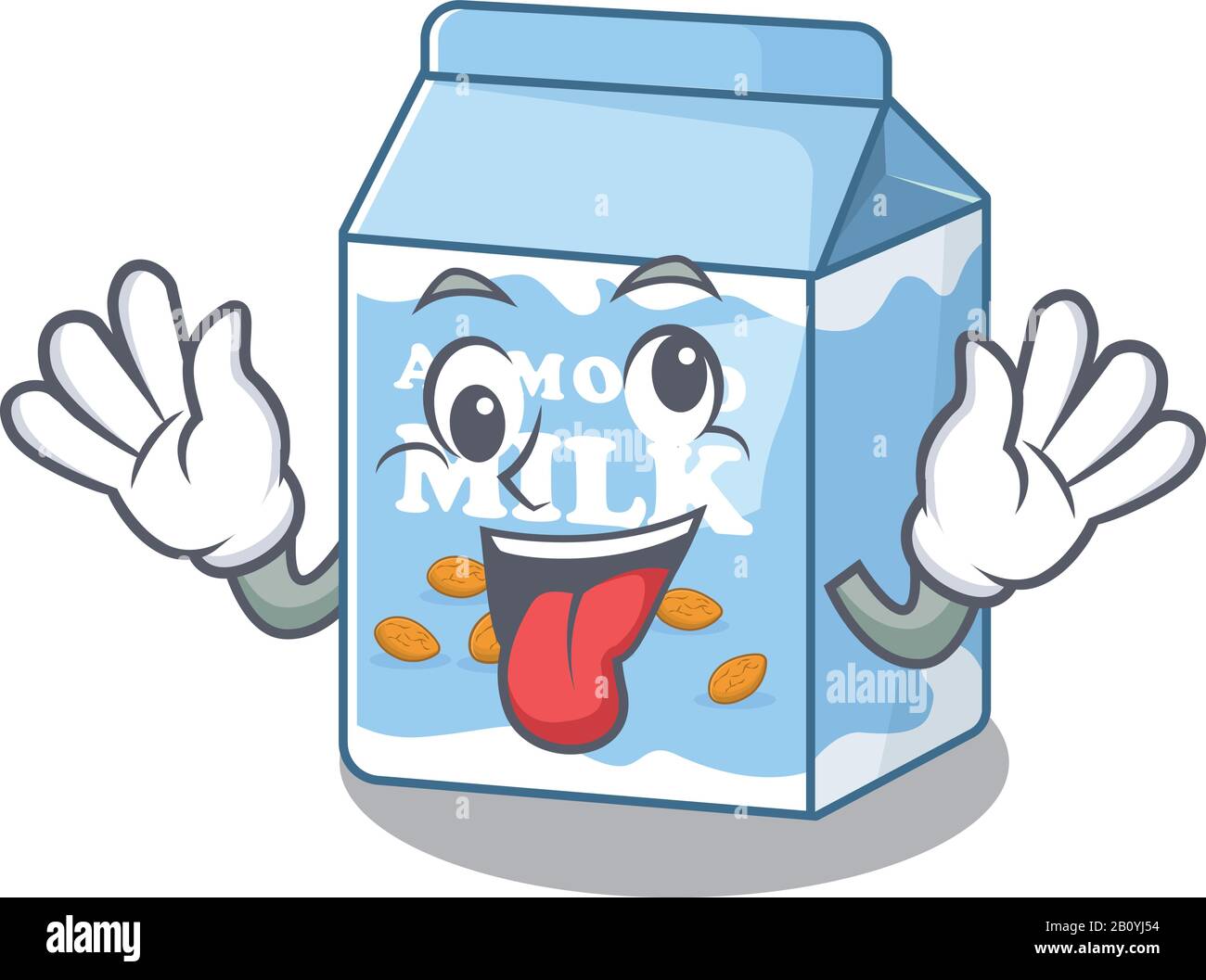 Cute sneaky almond milk Cartoon character with a crazy face Stock ...