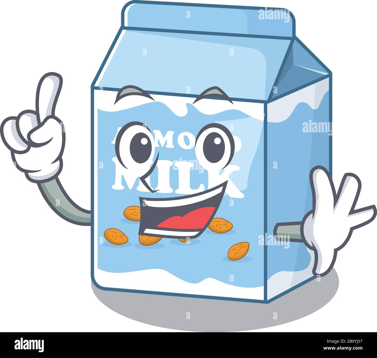 mascot cartoon concept almond milk in One Finger gesture Stock Vector ...