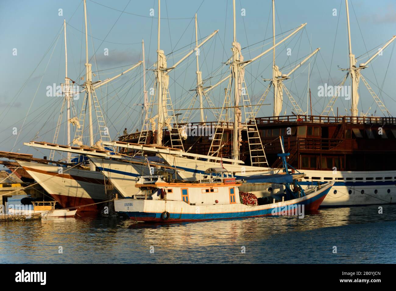 Traditional wooden ships in the harbour of Bira, Ssulawesi, Indonesia ...