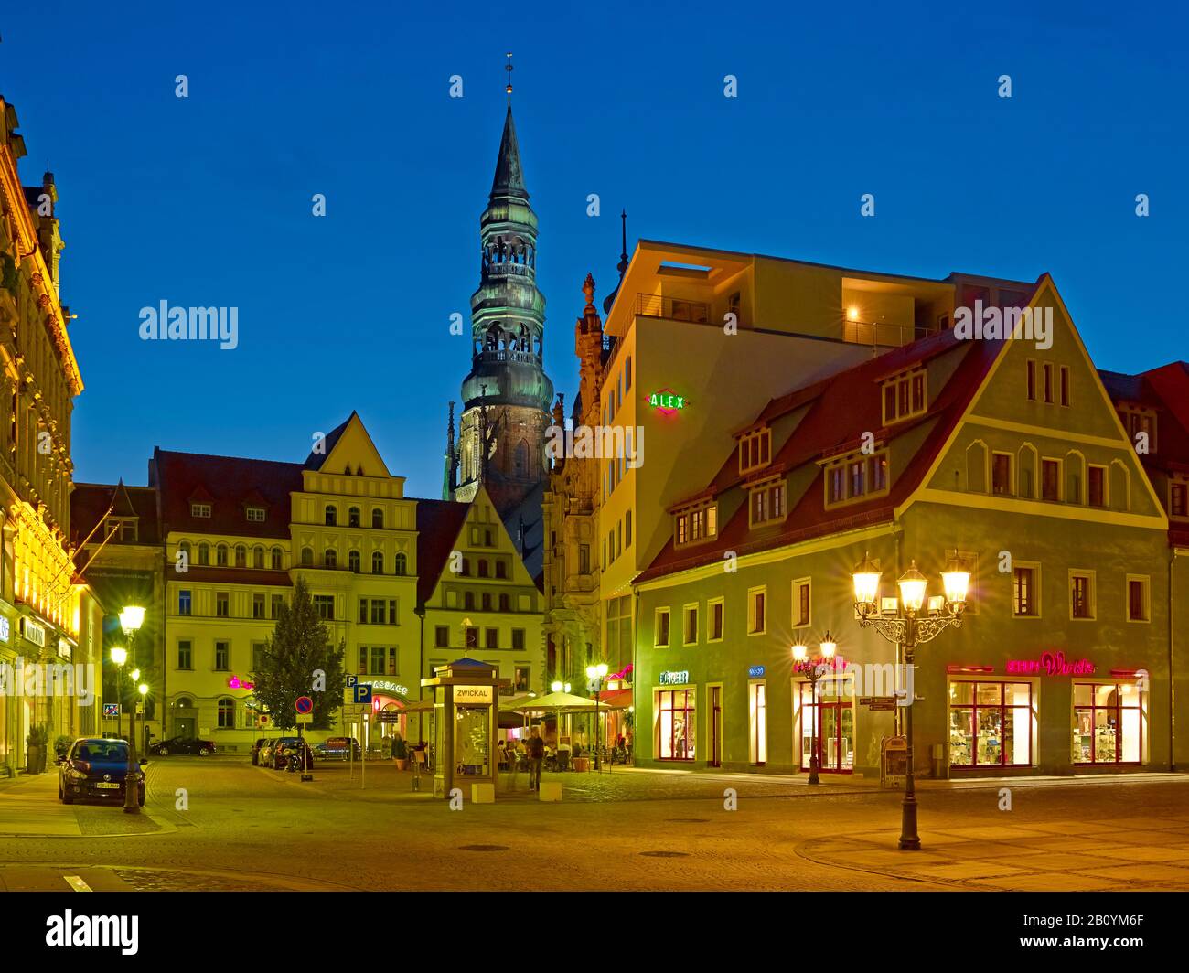 Cathedral and houses at the main market in zwickau hi-res stock ...