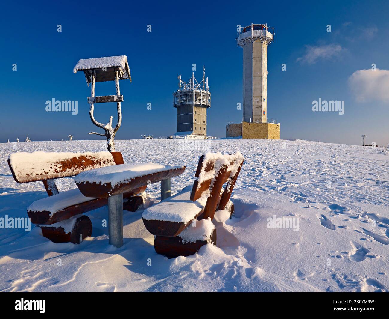Snow head with radio tower lookout tower at the schmucke hi-res stock ...