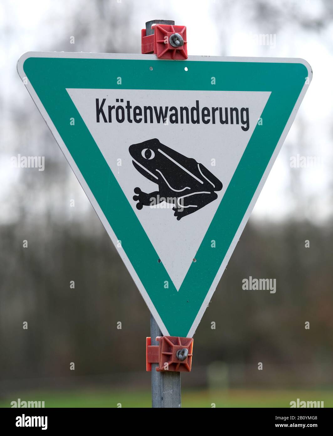 Uetze, Germany. 21st Feb, 2020. A sign with the inscription "Toad ...