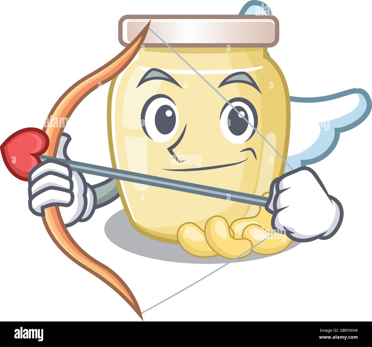 Sweet cashew butter Cupid cartoon design with arrow and wings Stock ...