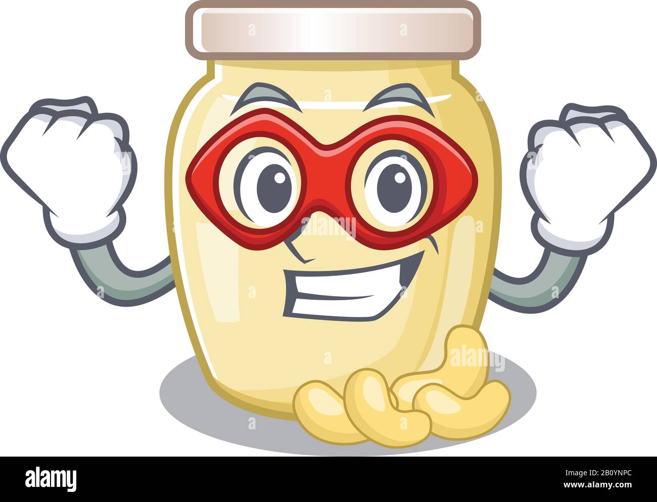 A cartoon concept of cashew butter performed as a Super hero Stock ...